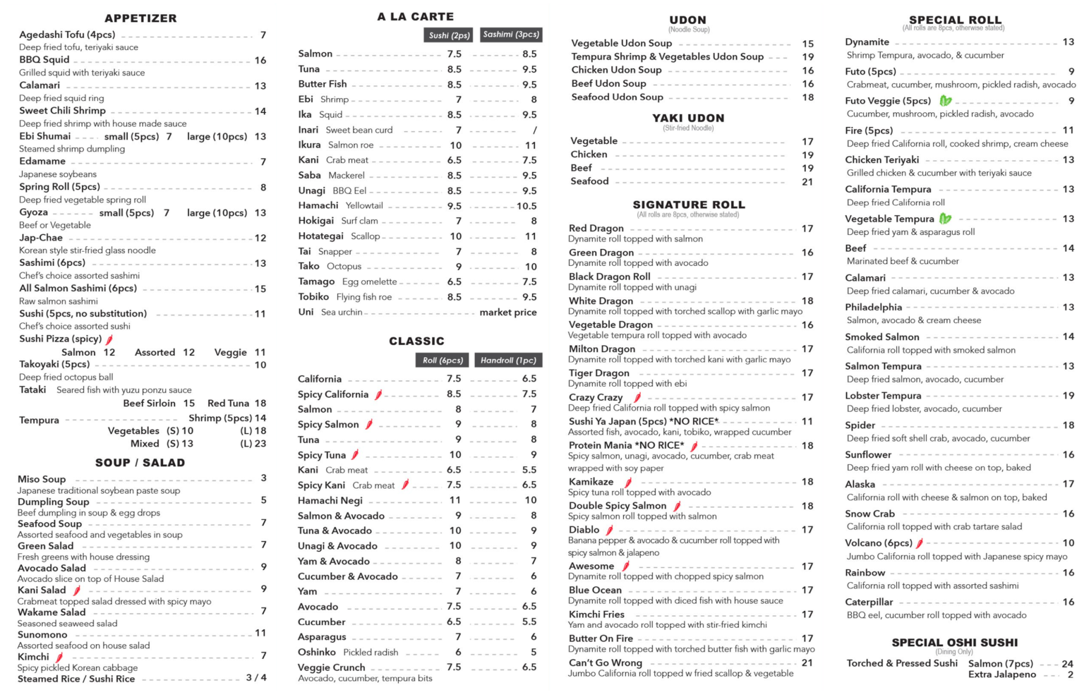 Menu-all – Sushiya Milton